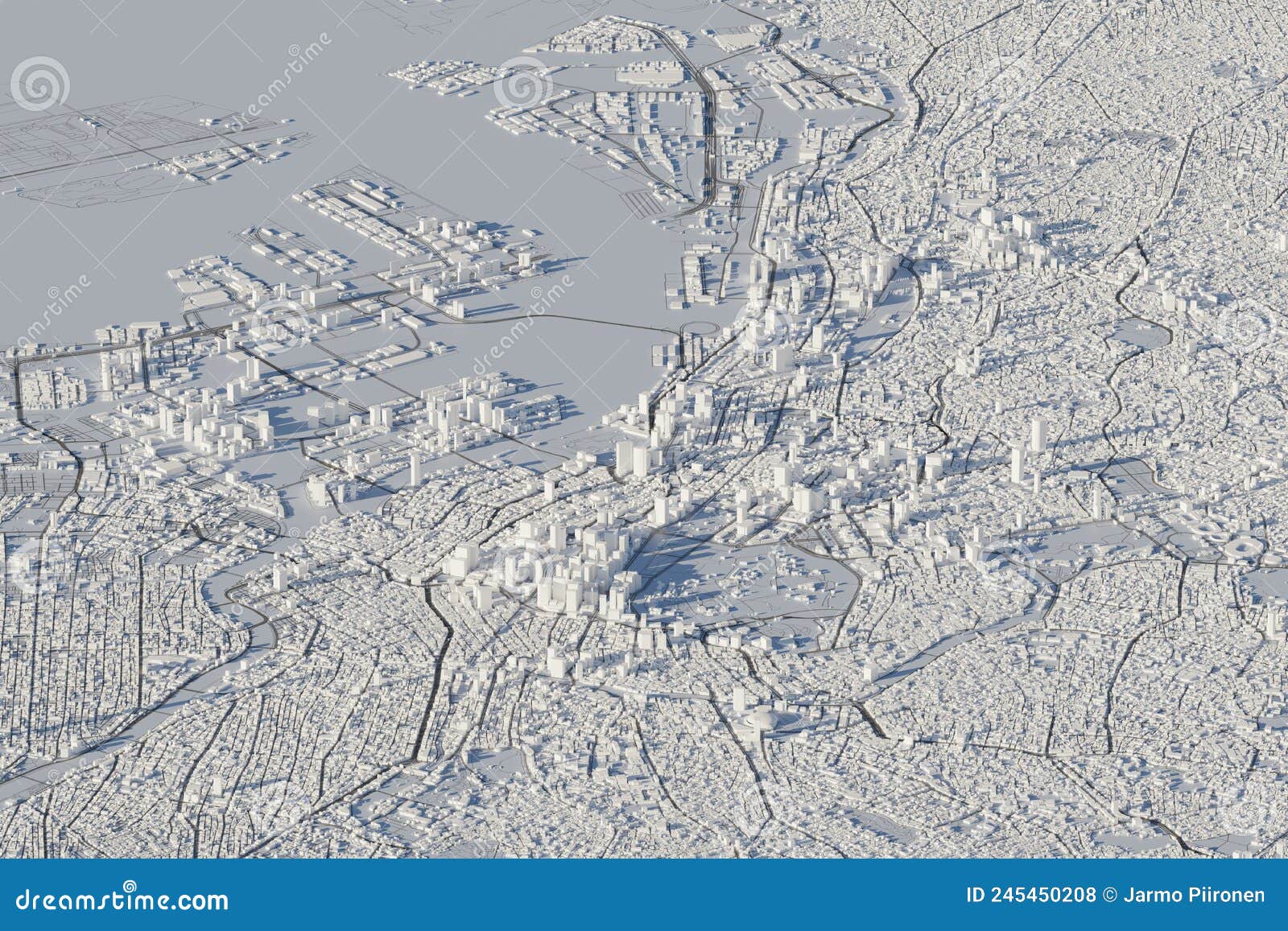 High Angle View of 3D City Map. Stock Illustration - Illustration of ...