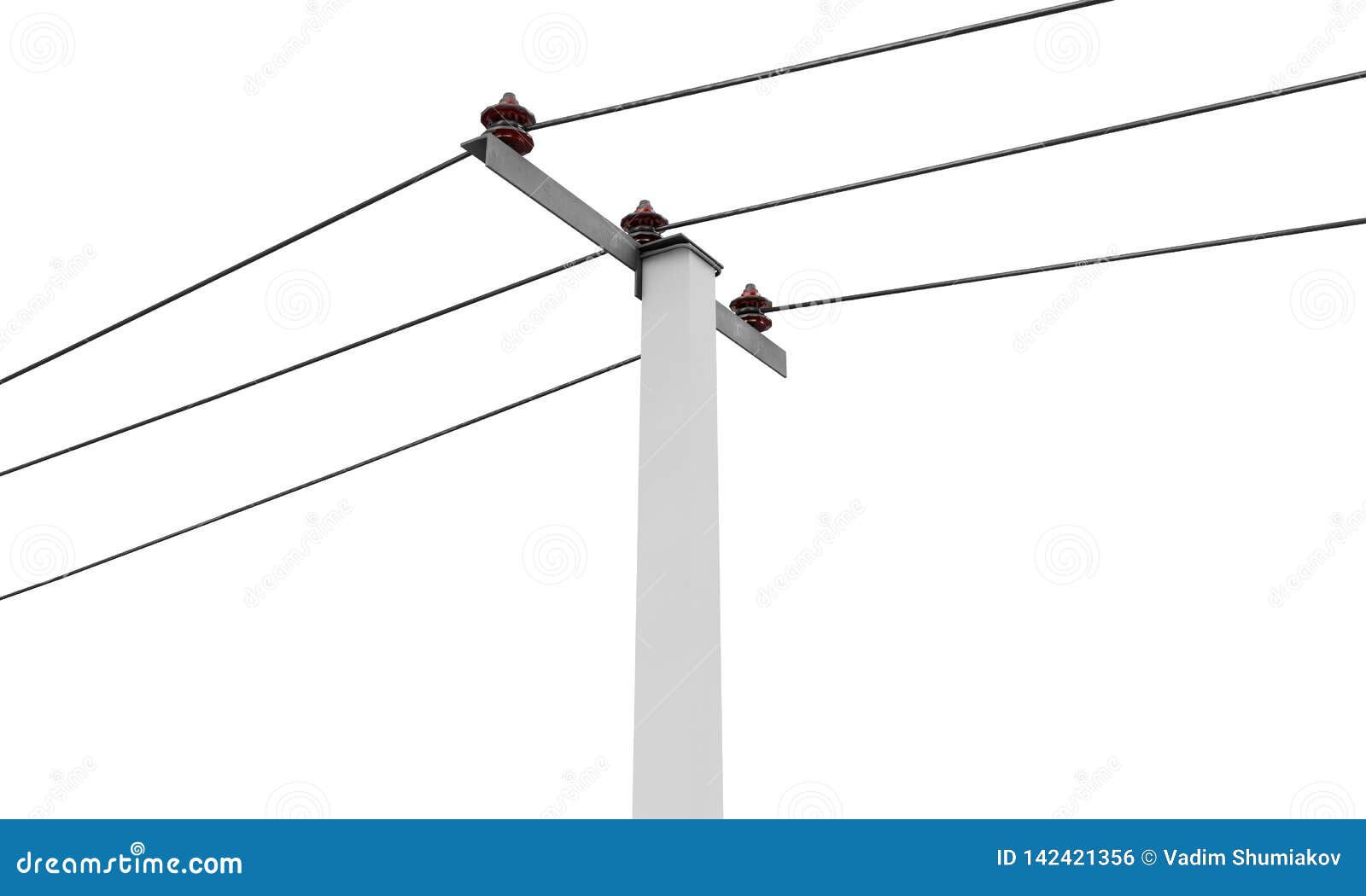 High Angle View of a 3D Rendered Power Pole on a White Background Stock ...