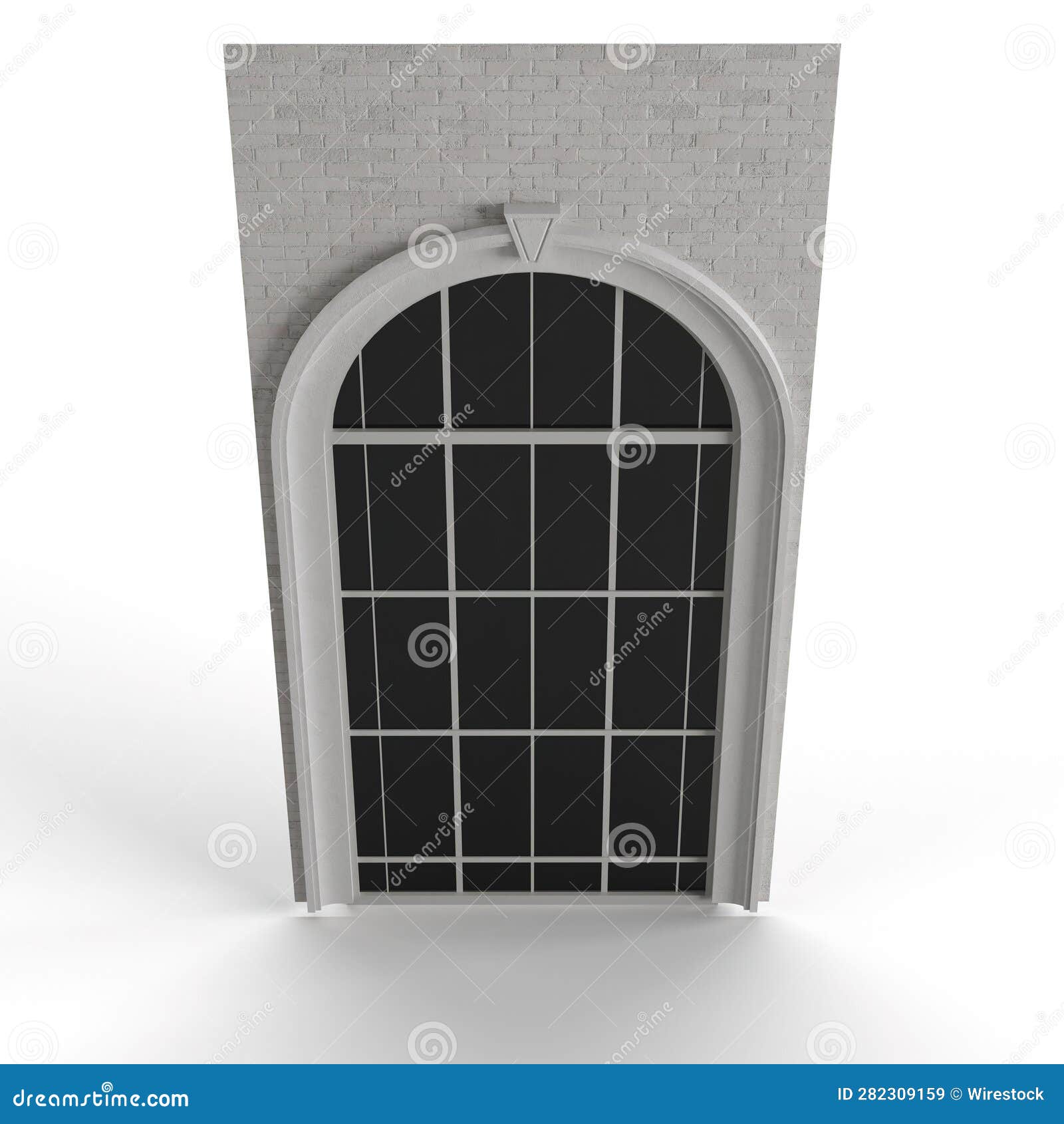 High-angle View of a 3D Rendered Wall with a Large Black Window on it ...