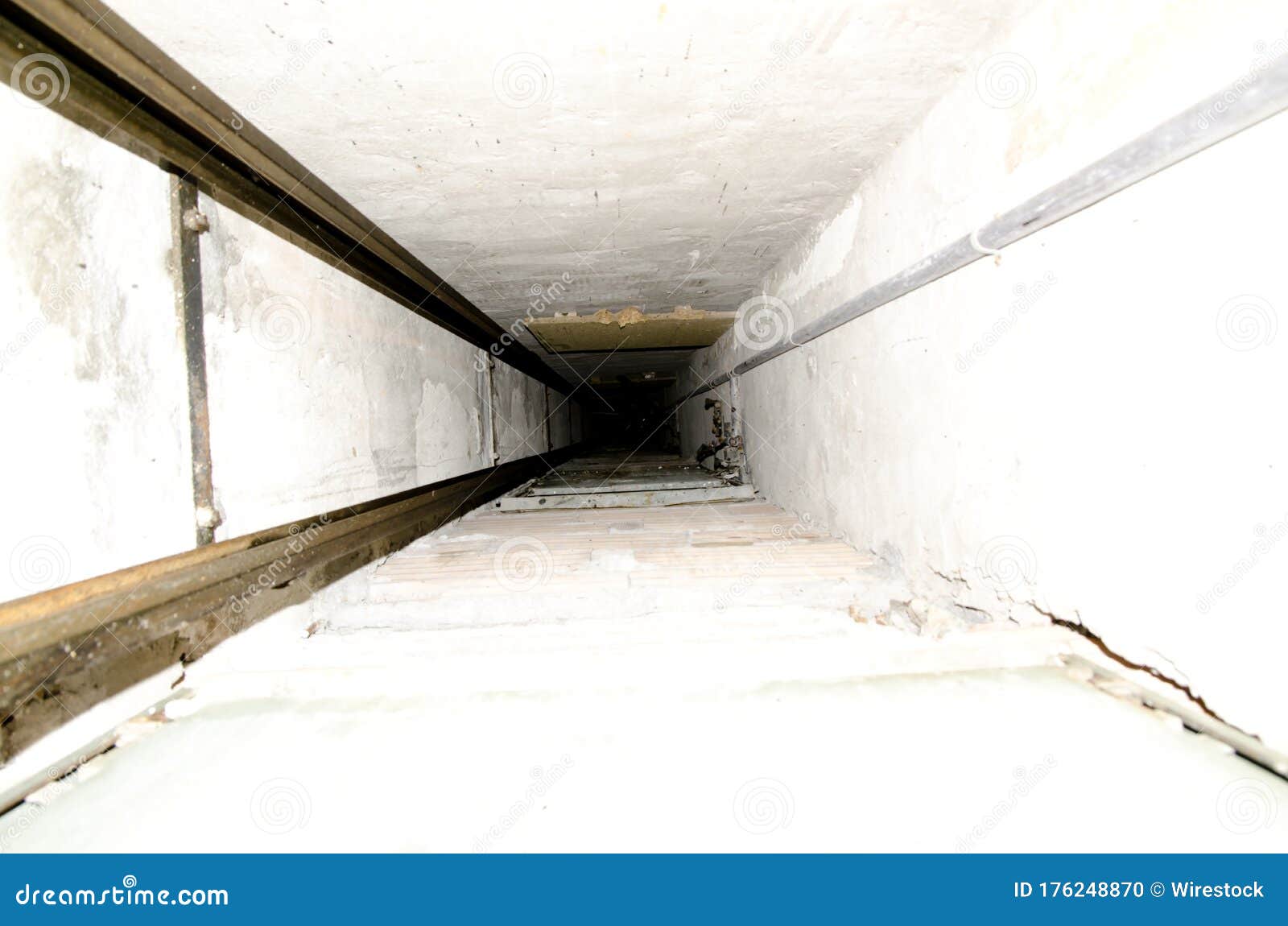 High Angle View of an Elevator Shaft in a Building Under the Lights ...