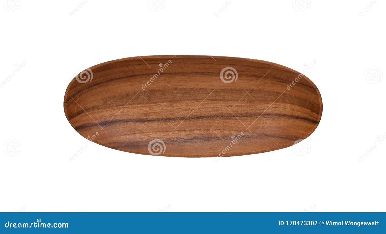 High Angle View. Ellipse Wooden Plate on White Background Stock Photo ...