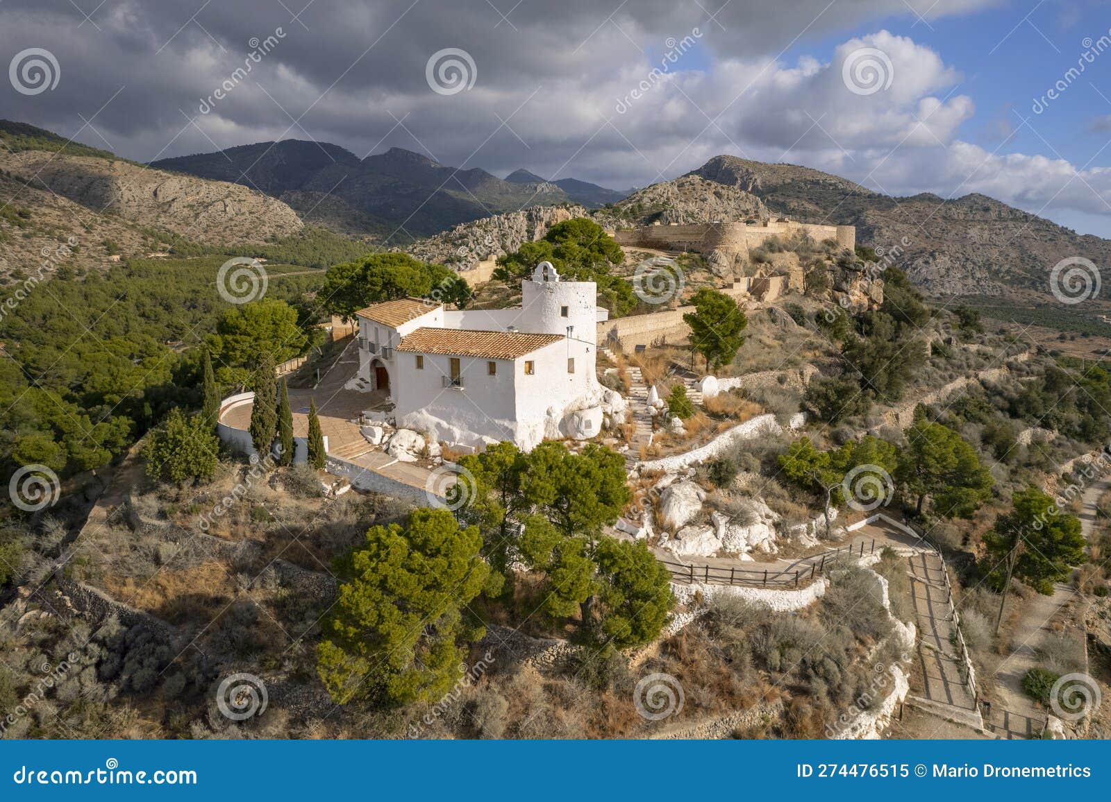 High Angle View of Ermita La Magdalena and Old Castle Ruins in ... High Angle View of Ermita La Magdalena and Old Castle Ruins in ...