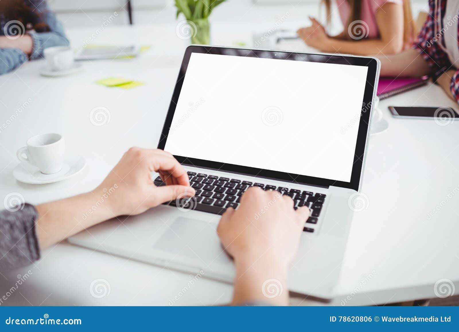 High Angle View of Executive Using Laptop at Office Stock Photo - Image ...