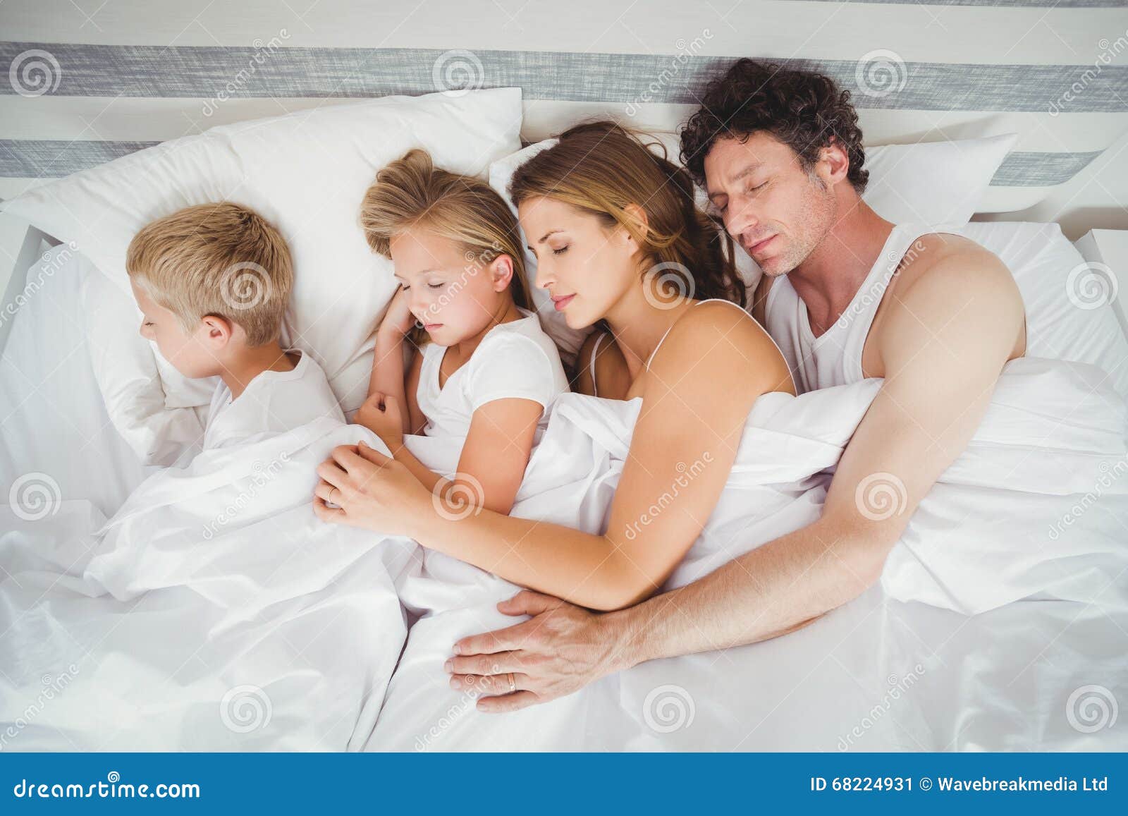 High Angle View of Family Sleeping Stock Image - Image of brother, home ...