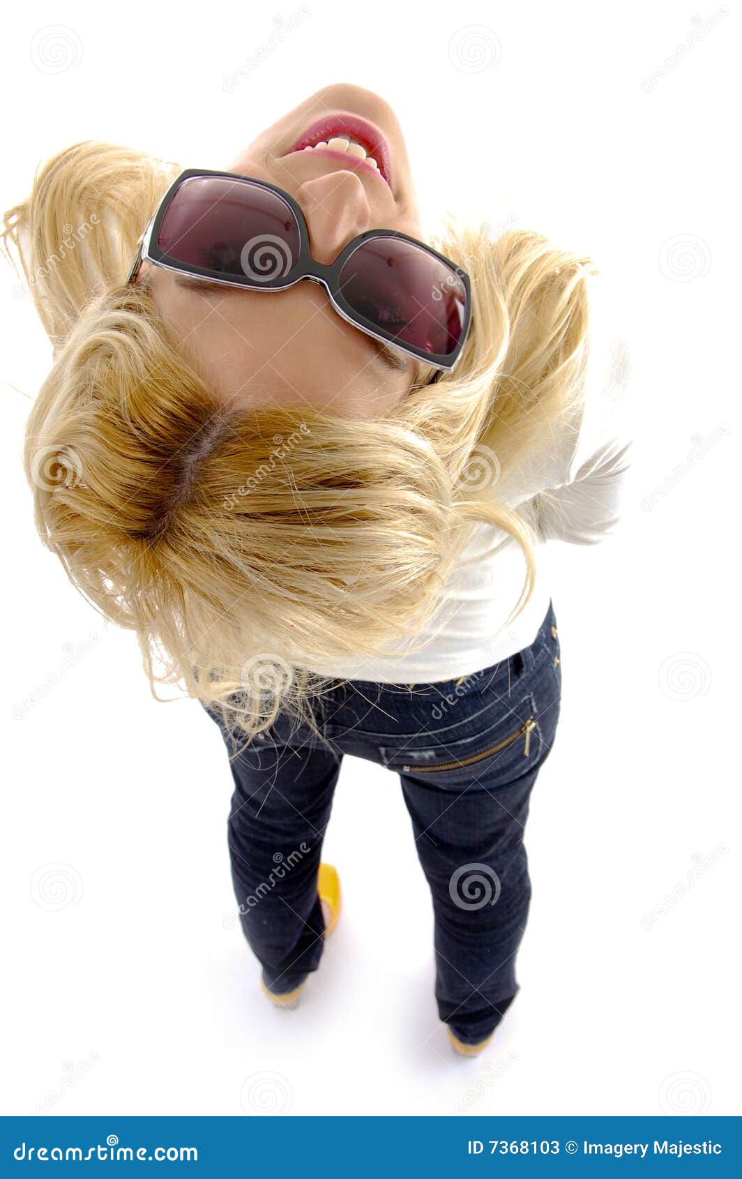 High Angle View of Female Looking Backwards Stock Image - Image of ...