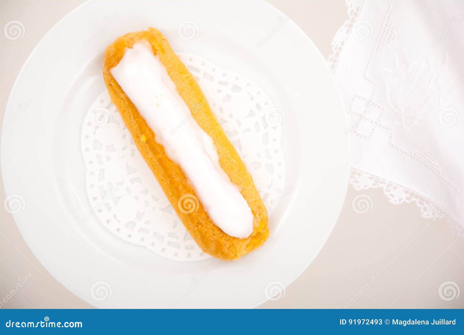 High Angle View of a French Vanilla Pastry Stock Image - Image of macro ...