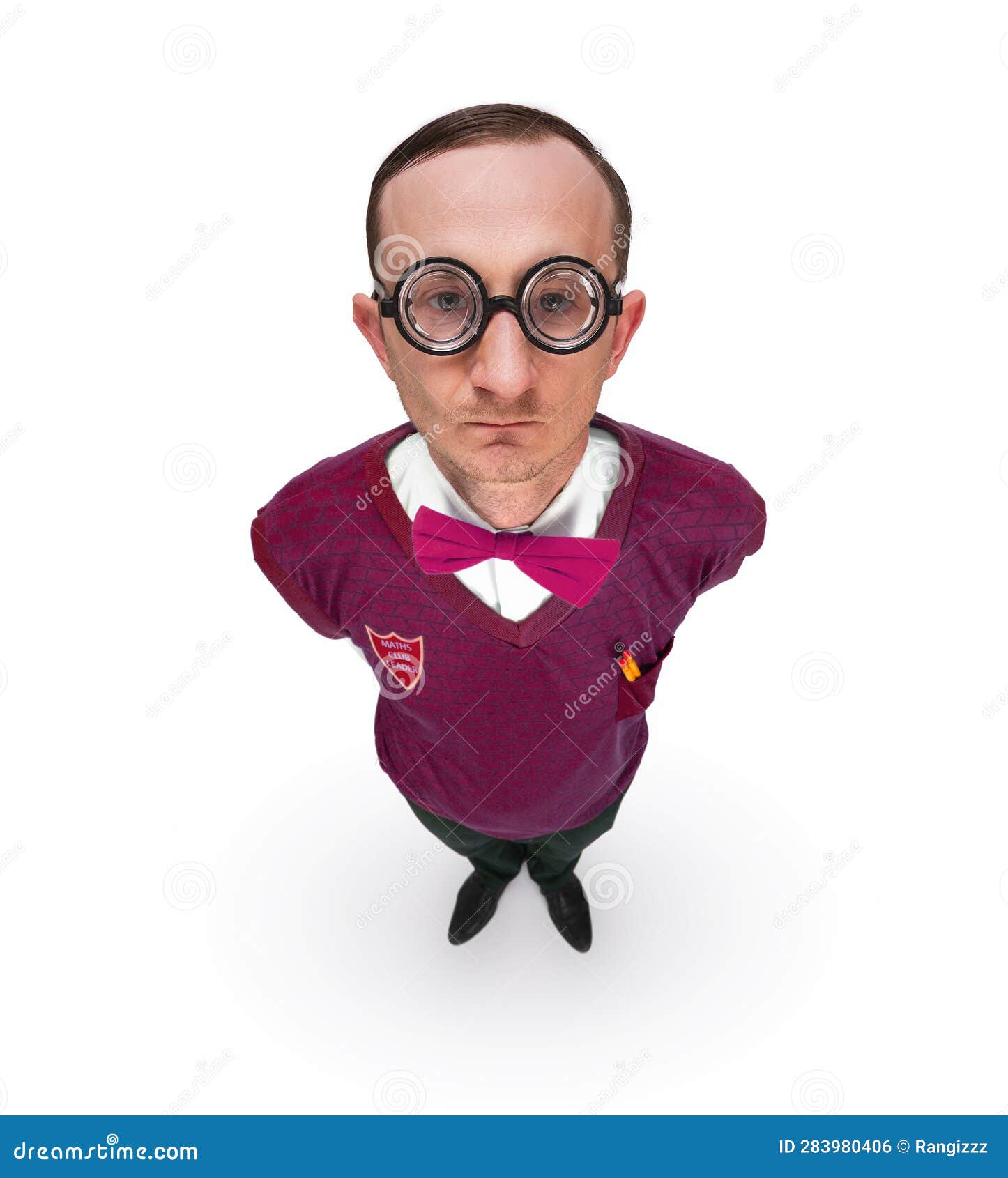 High Angle View of a Funny Nerd Looking Up into the Camera Stock Photo ...