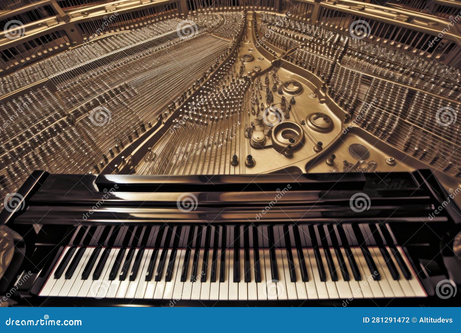 High Angle View of Grand Piano Keys Stock Illustration - Illustration ...