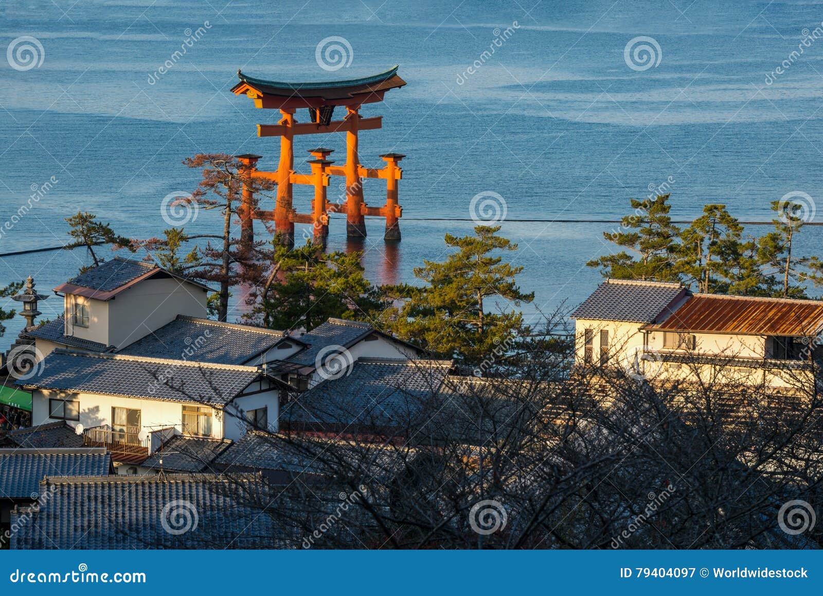 High Angle View of Great Floating Gate (O-Torii) on Miyajima Island ...