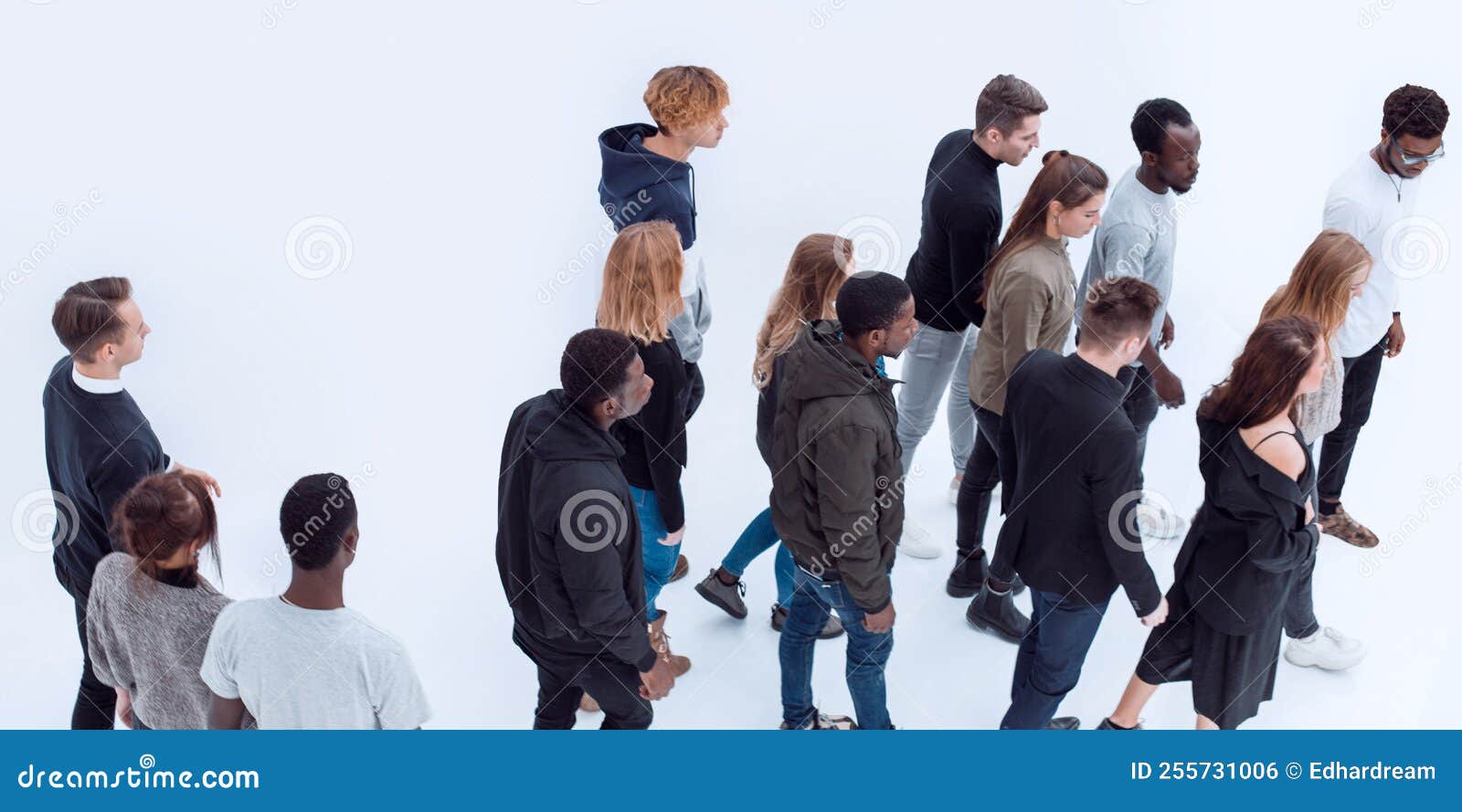 High Angle View of Group of Happy Multiethnic People Raising Han Stock ...