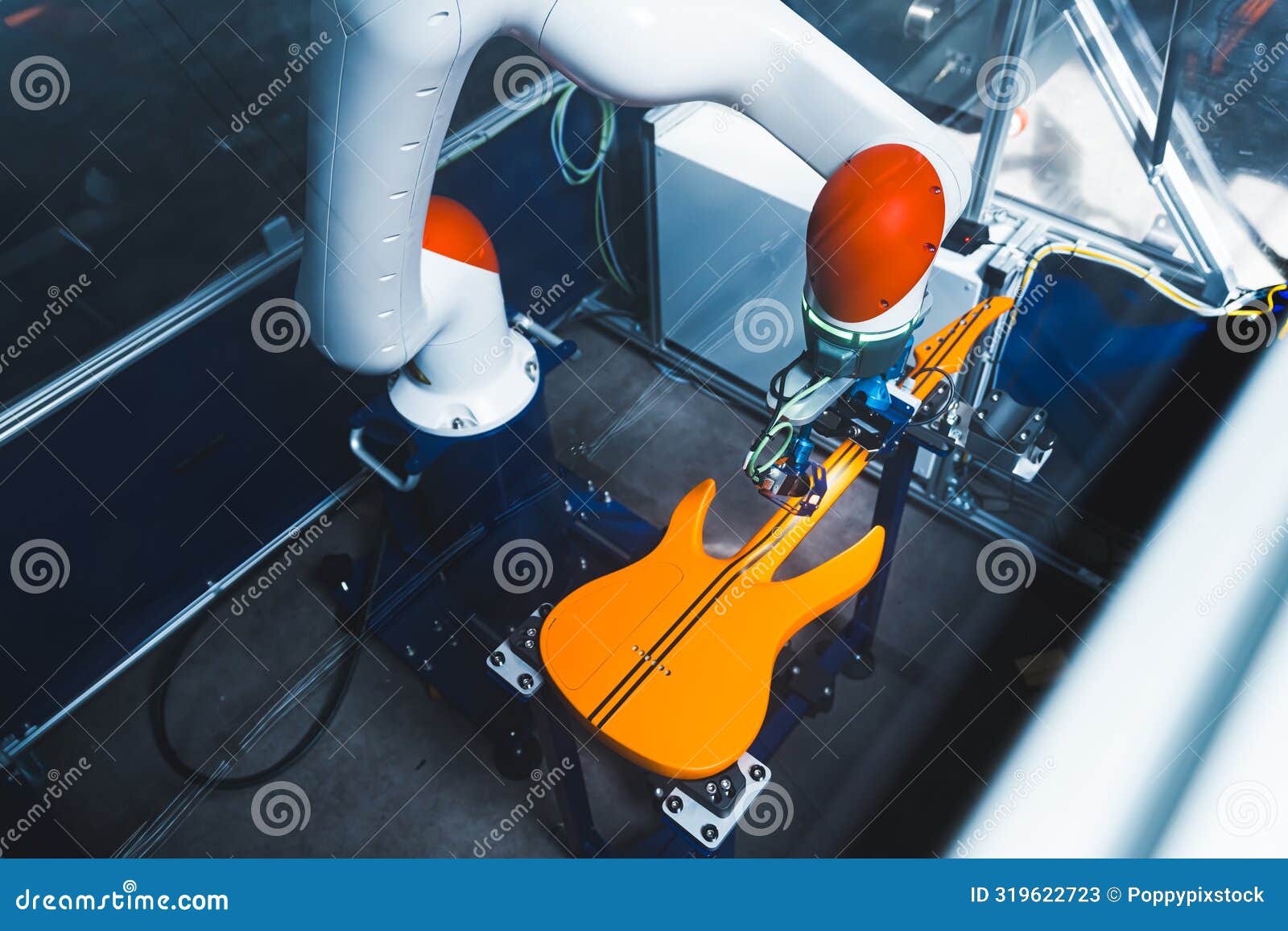 High Angle View of the Guitar Paint Control - Using Robot Arm ...