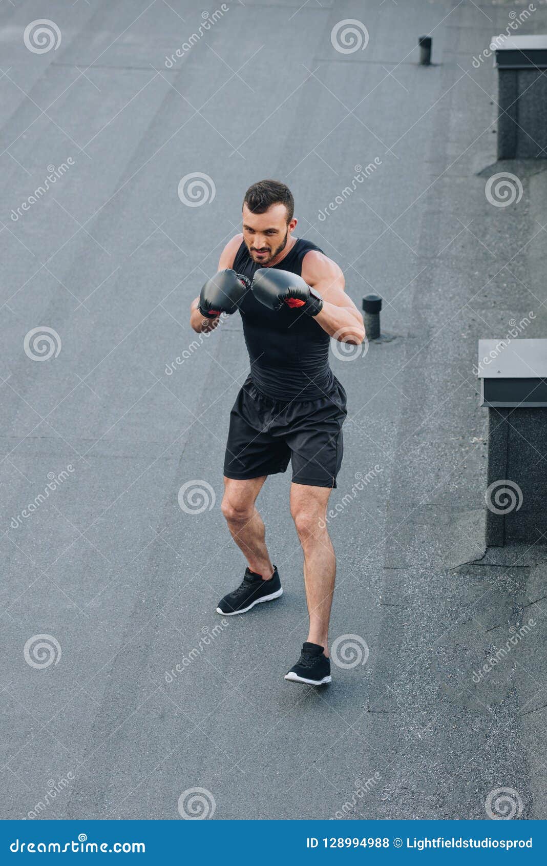 High Angle View of Handsome Boxer Training Stock Photo - Image of ...
