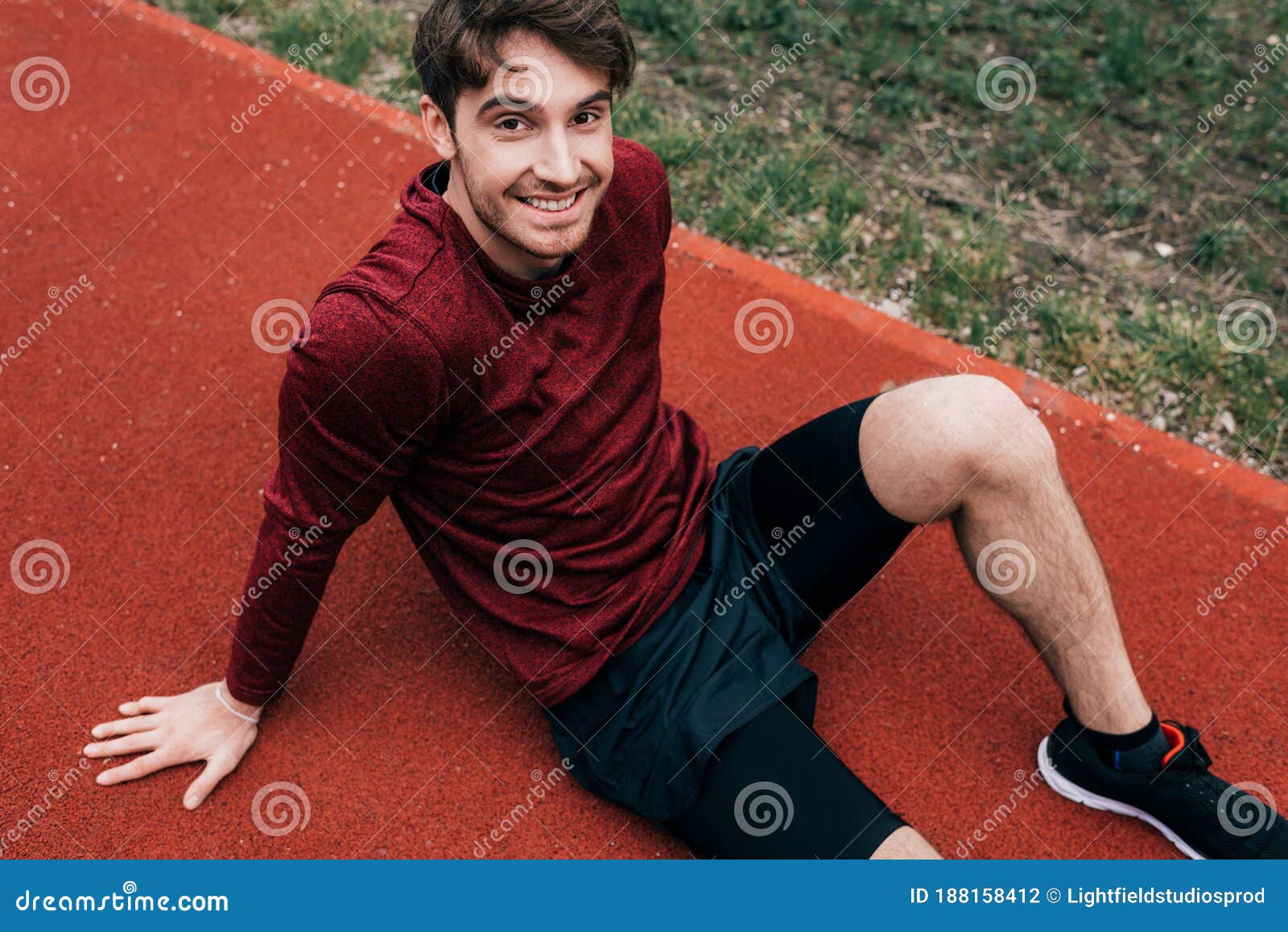 High Angle View of Handsome Runner Stock Photo - Image of cheerful ...