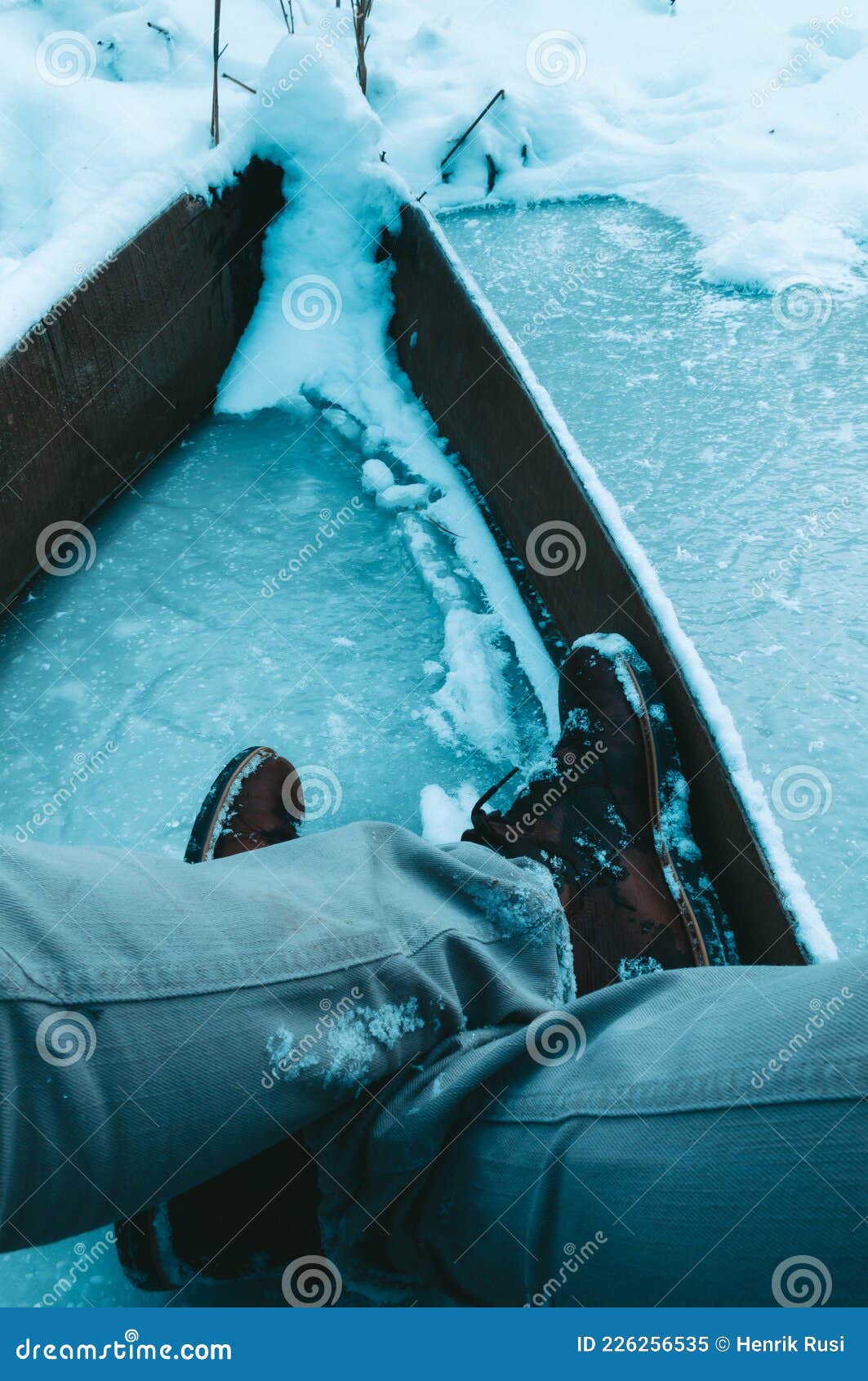 High Angle View of Human Legs on the Ice Stock Image - Image of frozen ...
