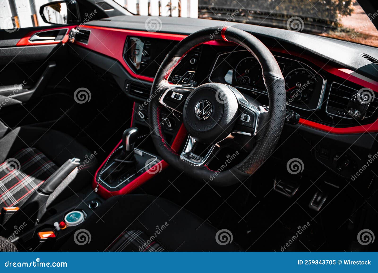 High-angle View of the Interior of a Red Volkswagen Polo Car Editorial ...