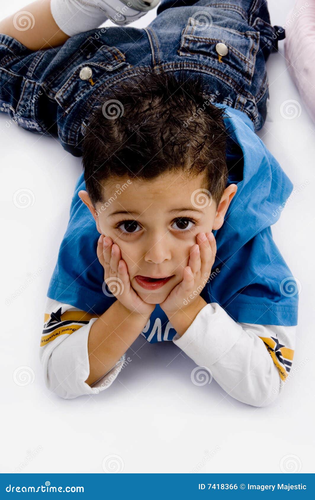 High Angle View of Laying Adorable Boy Stock Photo - Image of face ...