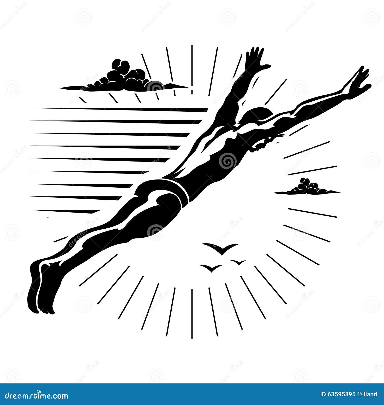 Springboard Diver Clipart Black