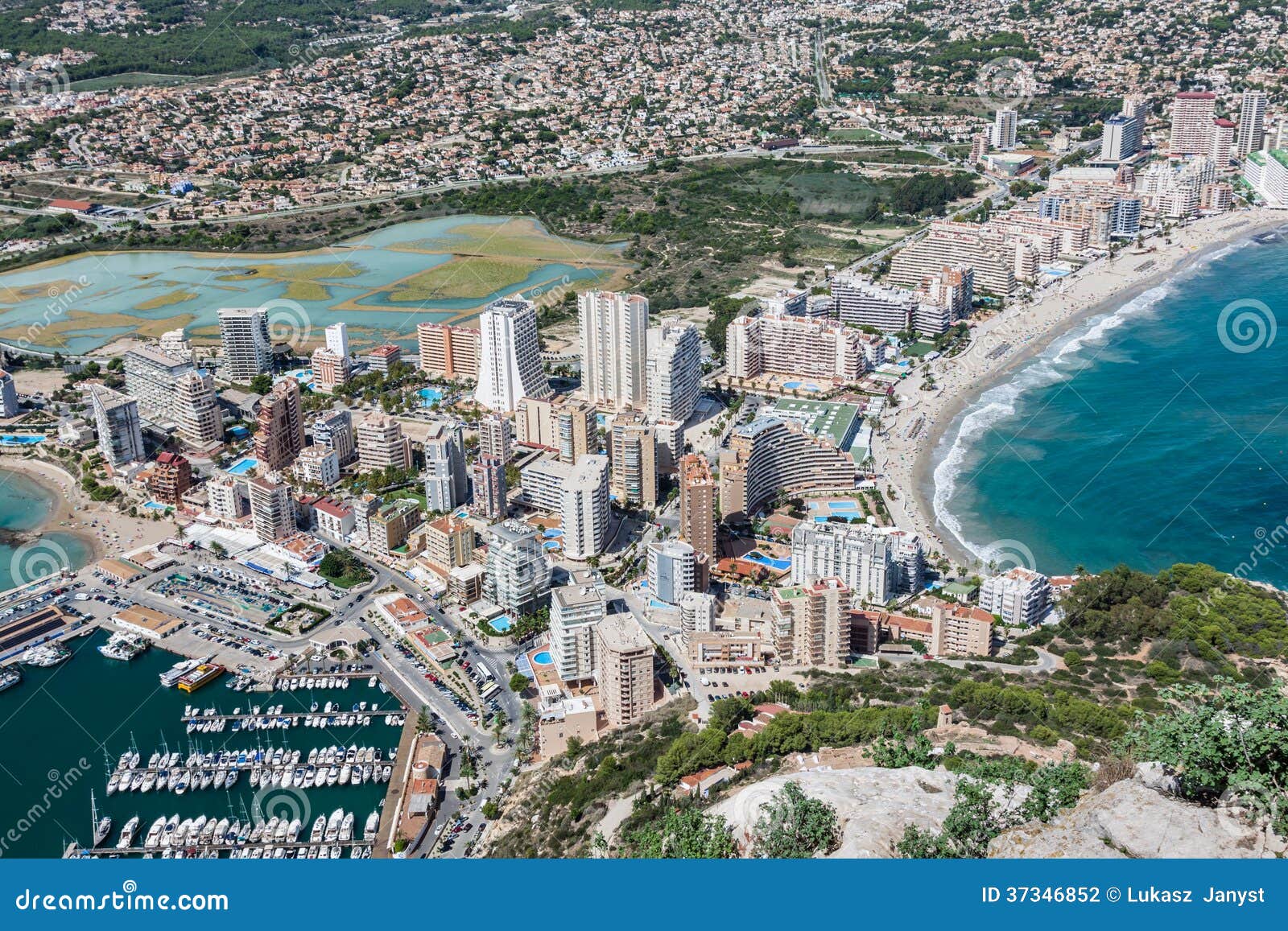 High Angle View of the Marina in Calpe, Alicante, Spain Stock Photo ...