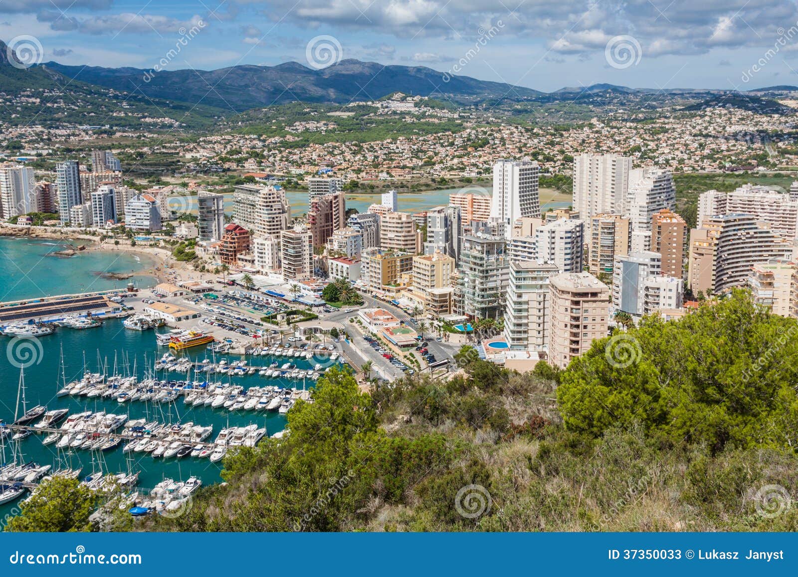 High Angle View of the Marina in Calpe, Alicante, Spain Stock Image ...