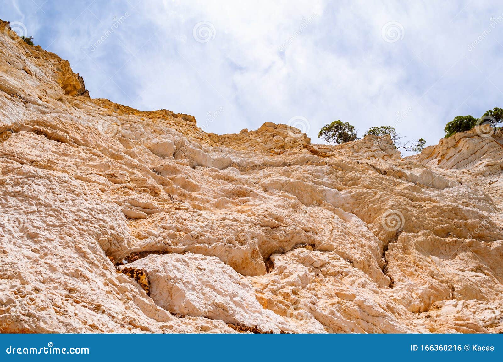 High Angle View on High Massive White Limestone Rocky Cliffs Eroded by ...