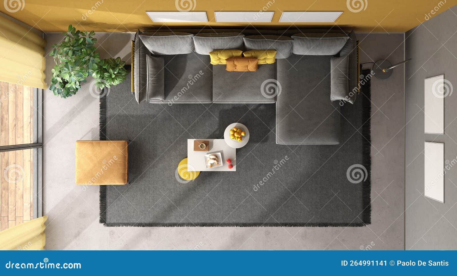 High Angle View of a Modern Living Room Stock Illustration ...