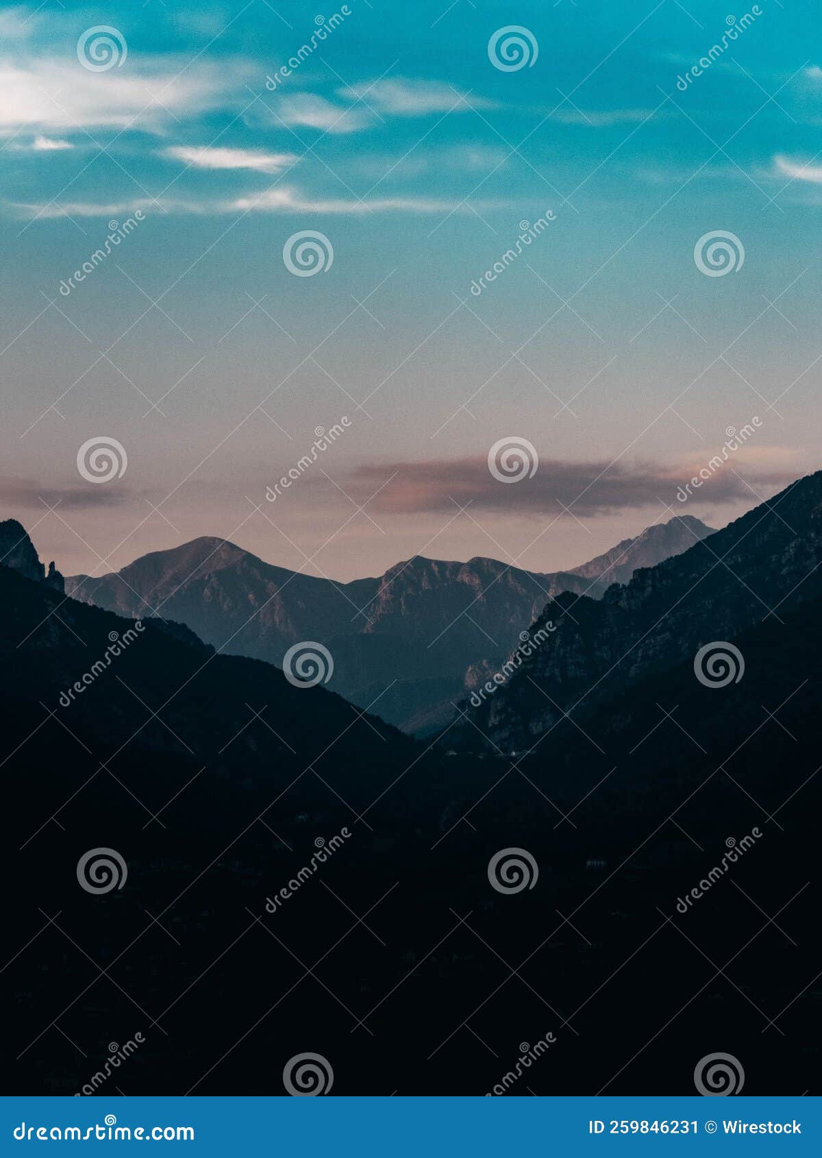High Angle View of Mountain Peaks at Sunset Stock Image - Image of ...