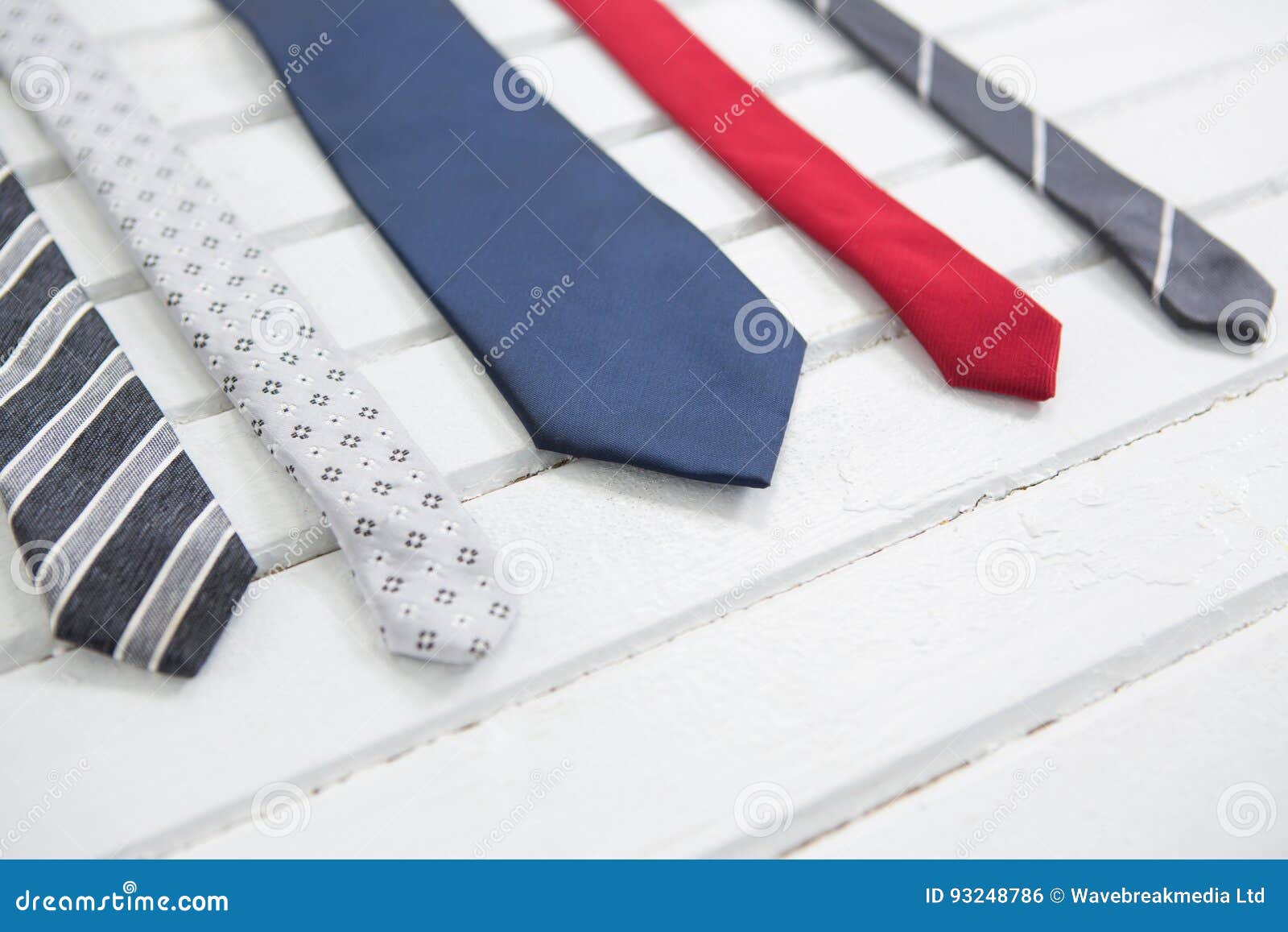 High Angle View of Multi Colored Neckties on Table Stock Photo - Image ...