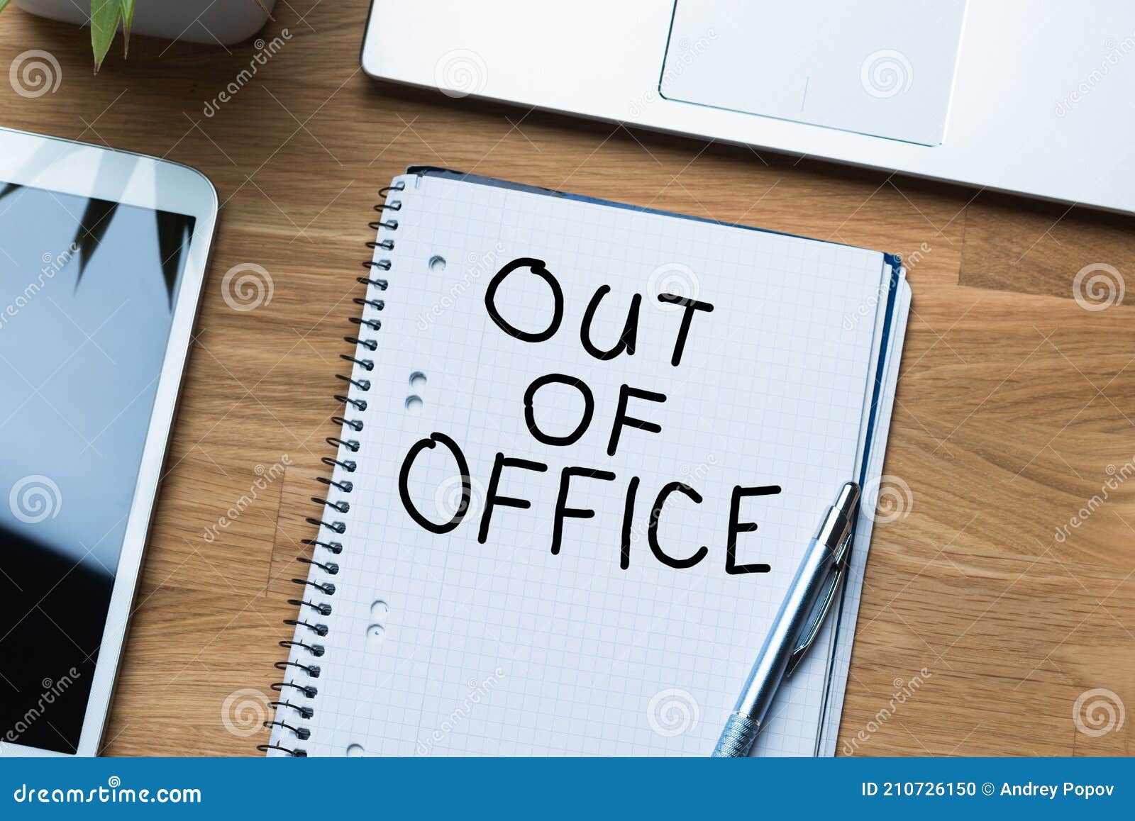 Out of Office Message on Notepad Stock Photo - Image of portable ...