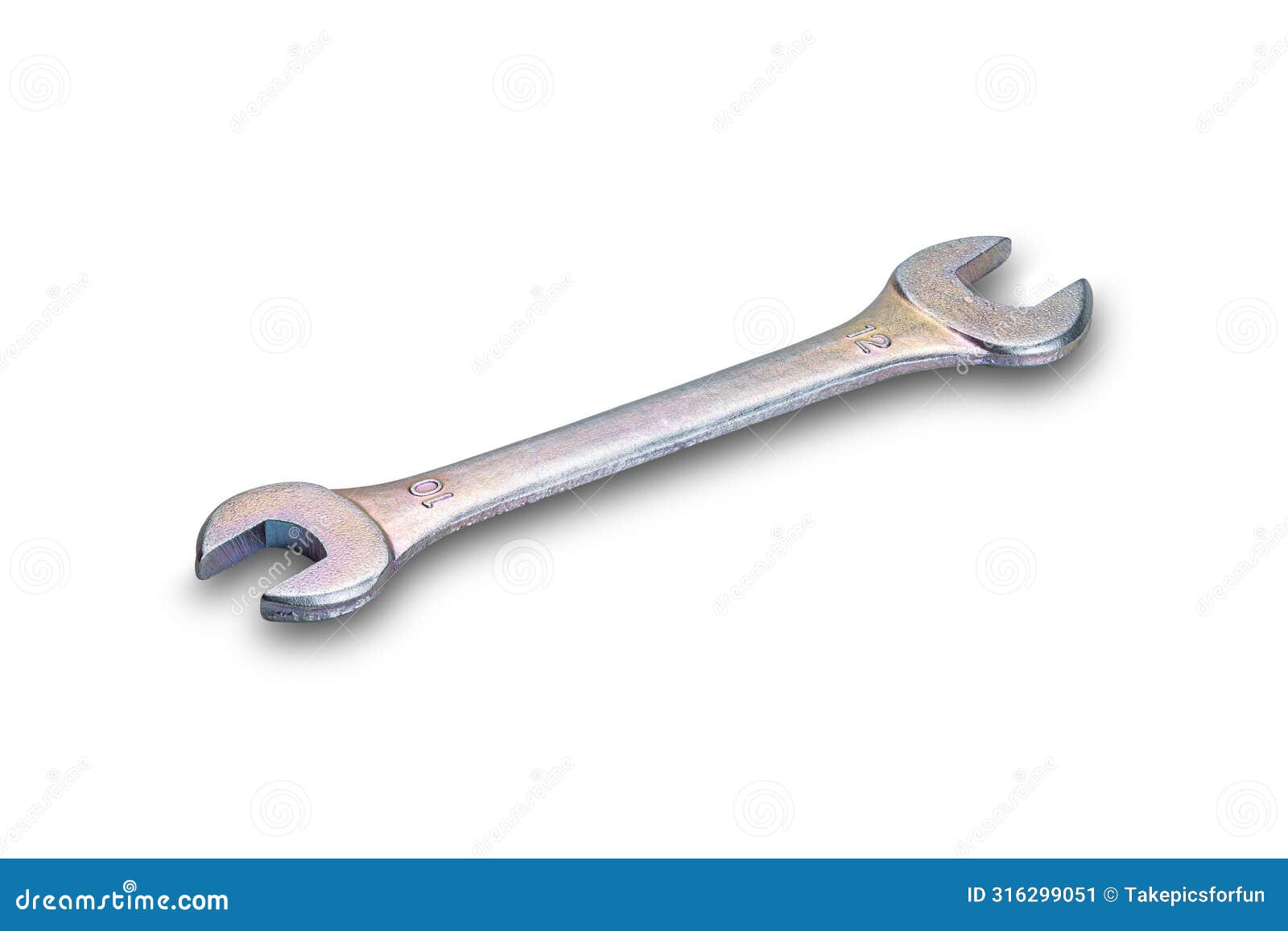 High Angle View of Open-ended Wrench or Spanner Isolated on White ...