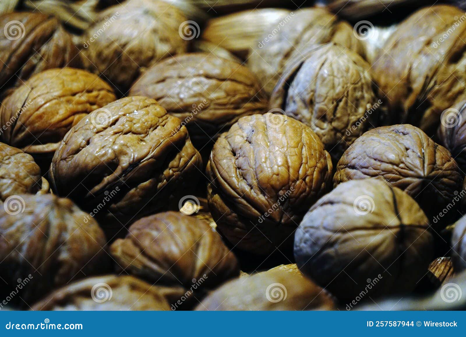 High-angle View of a Pile of Shelled Walnuts - Nuts Creating a ...