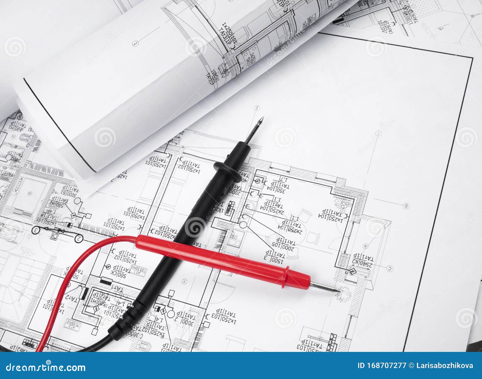 The Plan of Electrical Installation with Multimeter Stock Image - Image ...