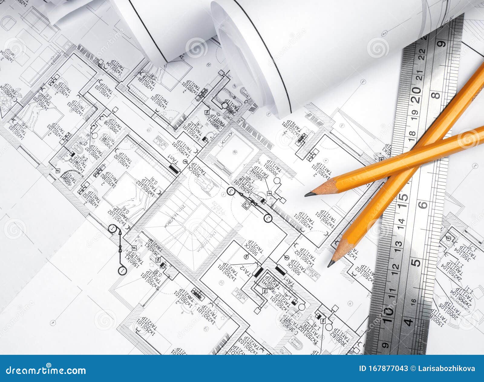 The Plan of Electrical Installation Stock Image - Image of project ...