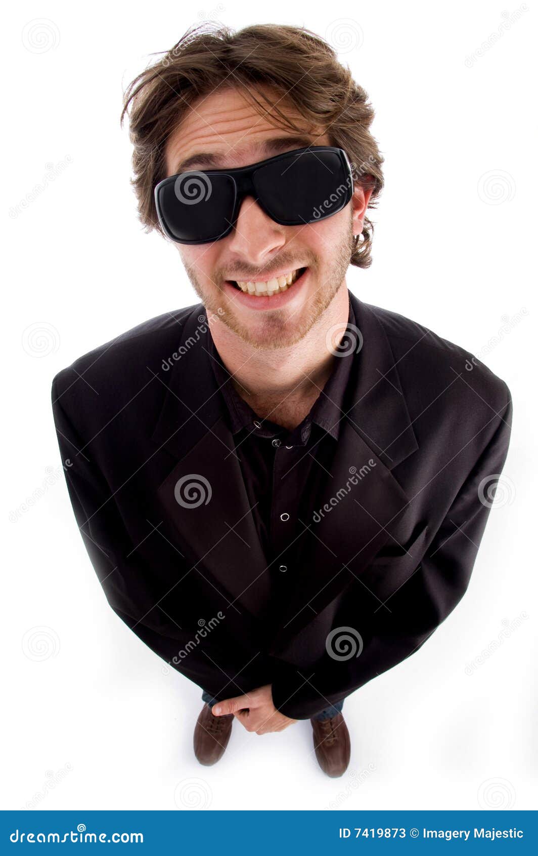 High Angle View of Pleased Man Stock Image - Image of suit, single: 7419873