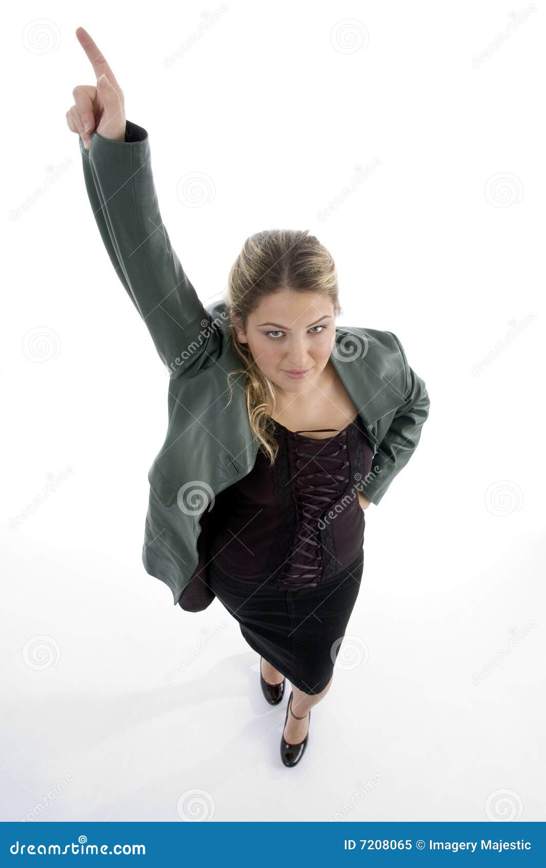 High Angle View of Pointing Woman Stock Image - Image of angle, model ...