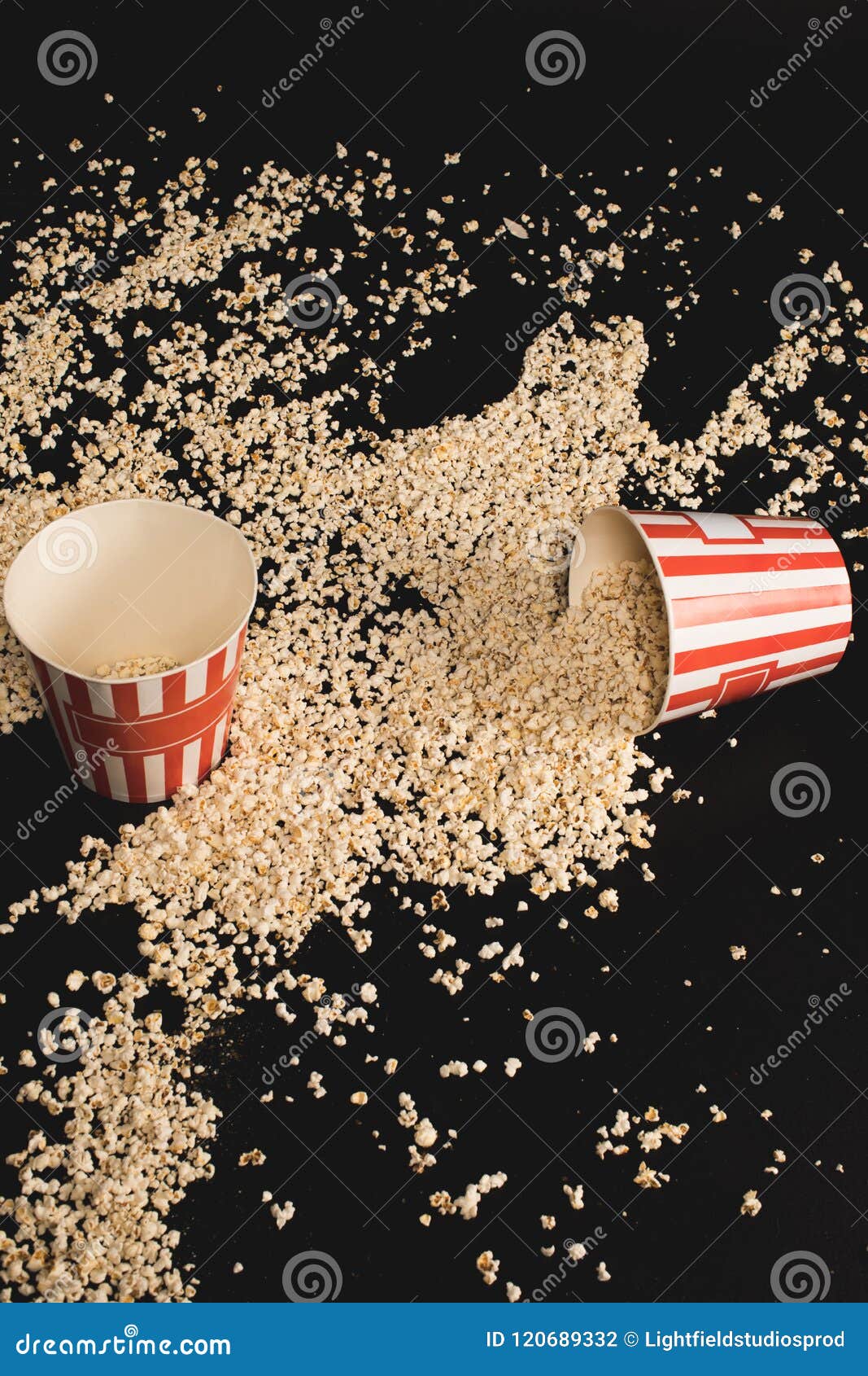 High Angle View of Popcorn Spilled of Stock Photo - Image of striped ...