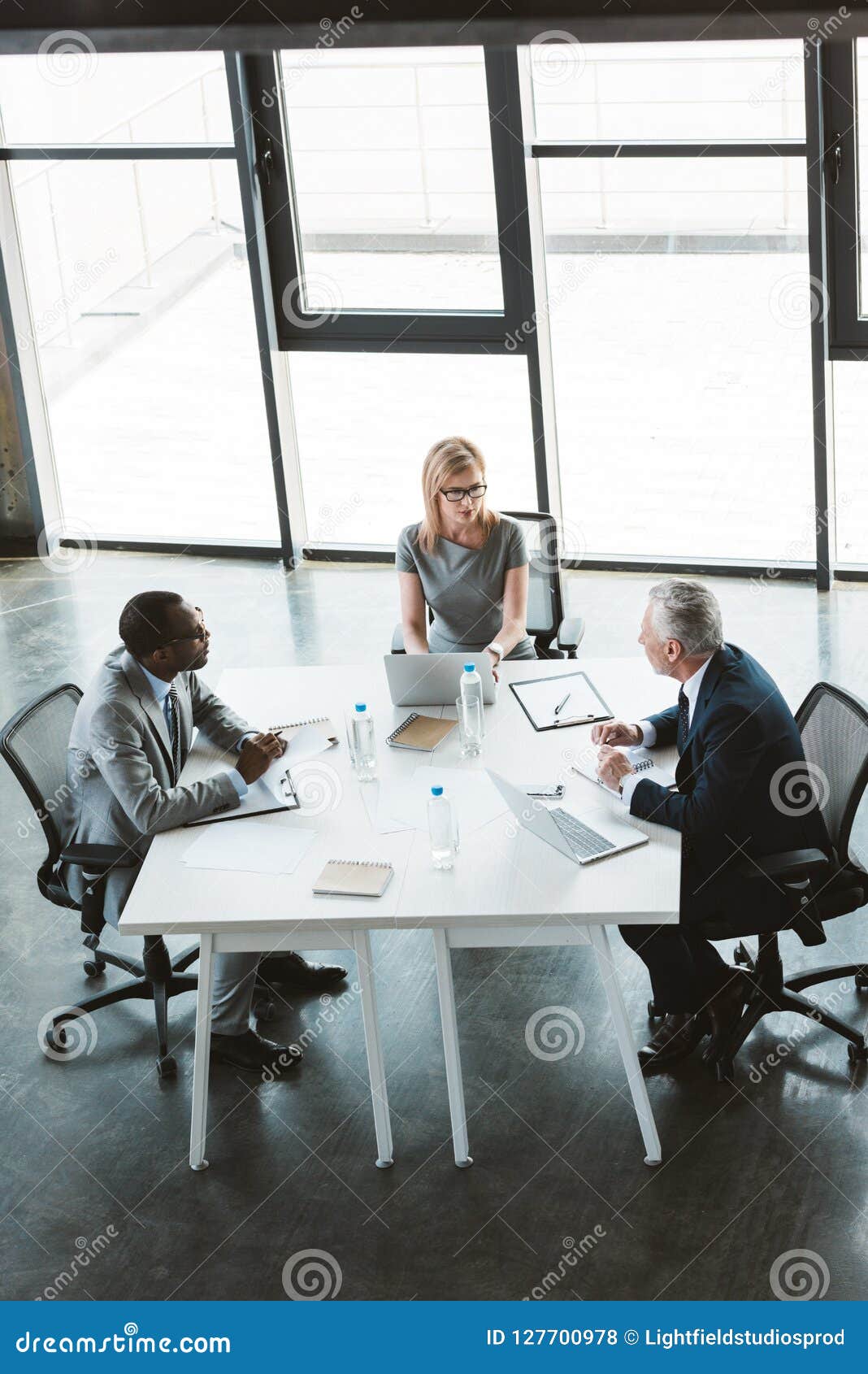 High Angle View of Professional Multiethnic Business People Working ...