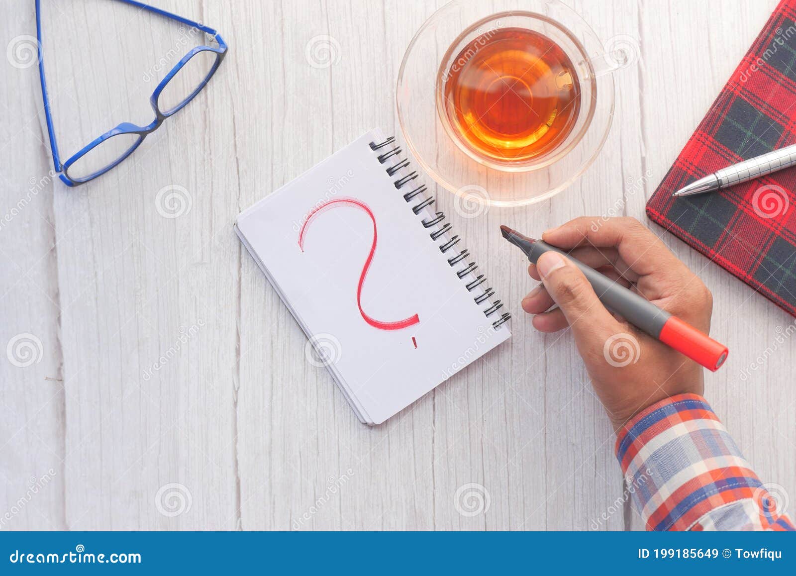 High Angle View of Question Mark on Paper on Office Desk Stock Image ...