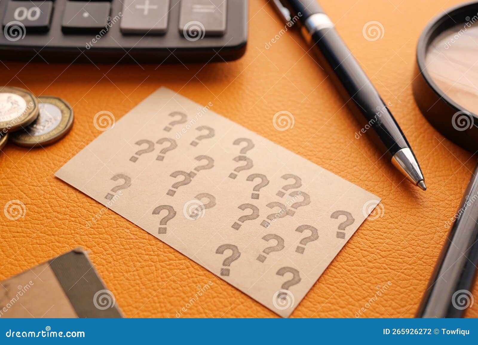 High Angle View of Question Mark on Paper on Office Desk Stock Photo ...