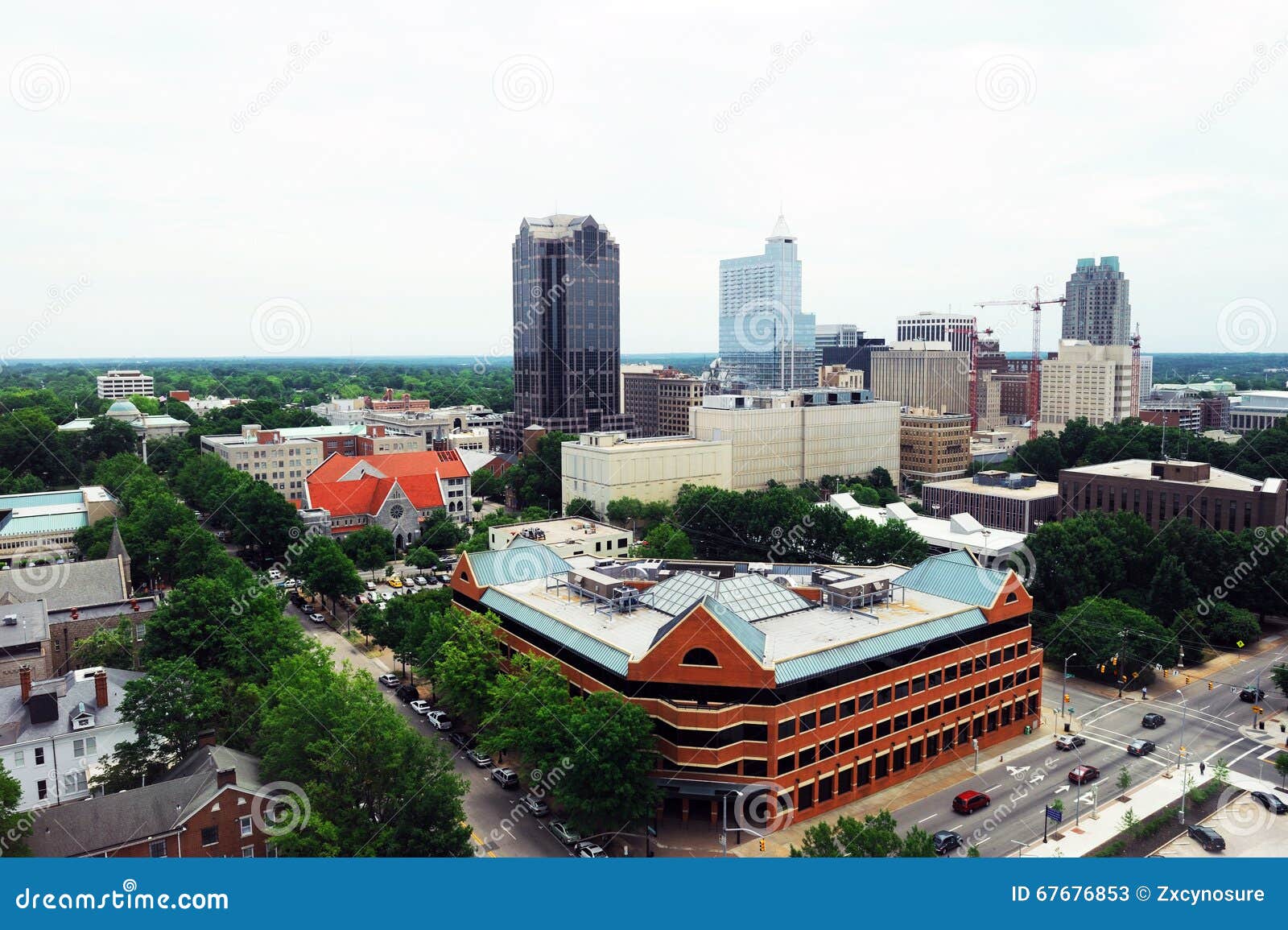 High Angle View of Raleigh Downtown Stock Image - Image of cityscape ...