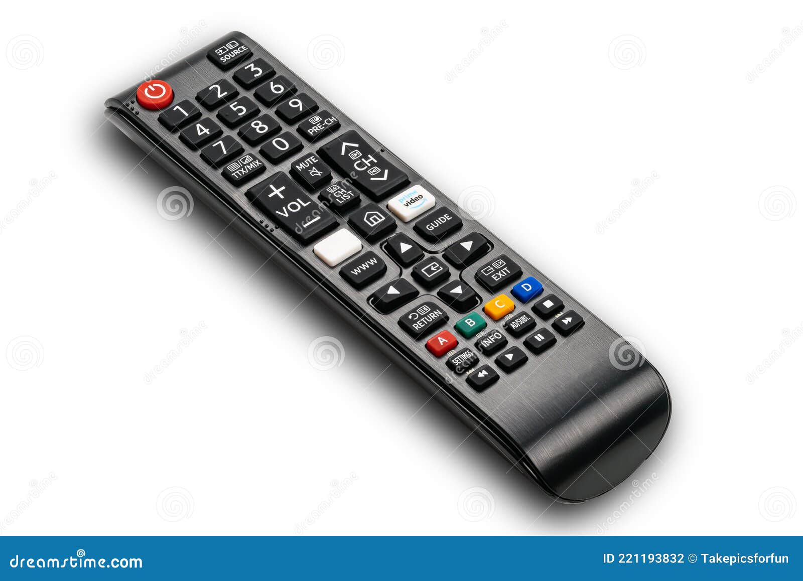 High Angle View of Remote Control for Television on White Background ...