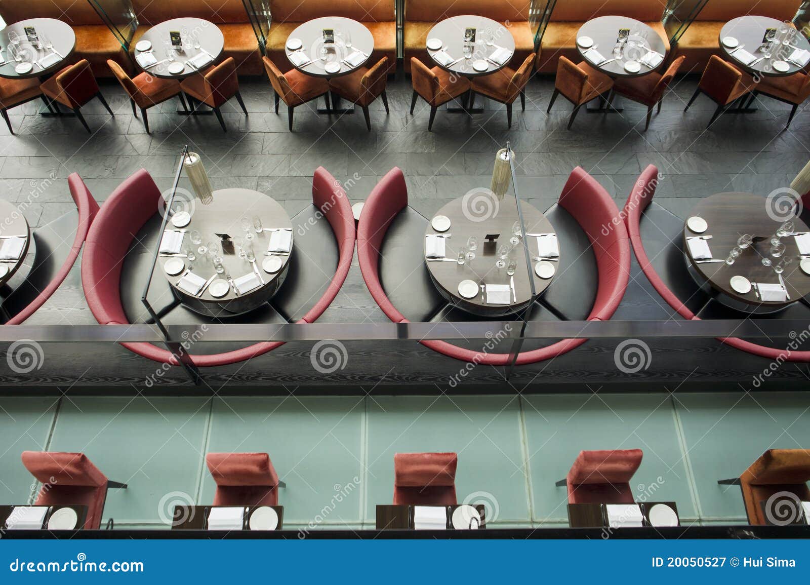 High Angle View of a Restaurant Stock Image - Image of modern, dining ...