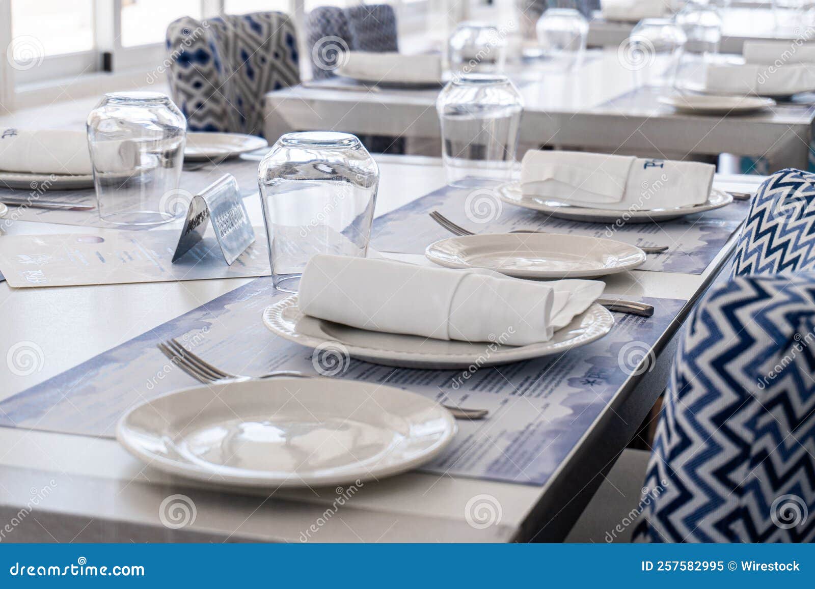 High-angle View of a Restaurant Table Setting of Dishes Stock Image ...