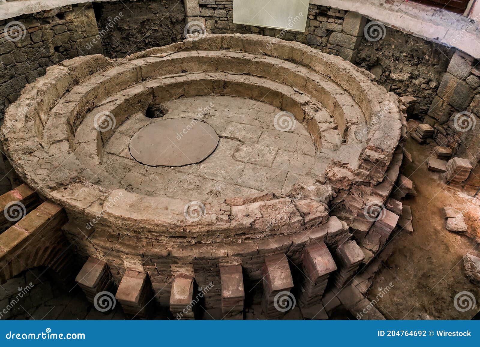 High Angle View of a Round Room for Hot and Steam Baths in Ancient ...