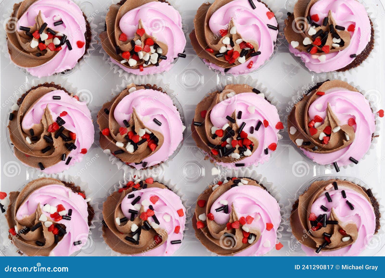 High Angle View Rows of Valentines Day Cupcakes Stock Image - Image of ...