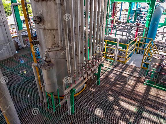 Sample Valves of a Distillation Column. Each Valve Represents Each Tray ...