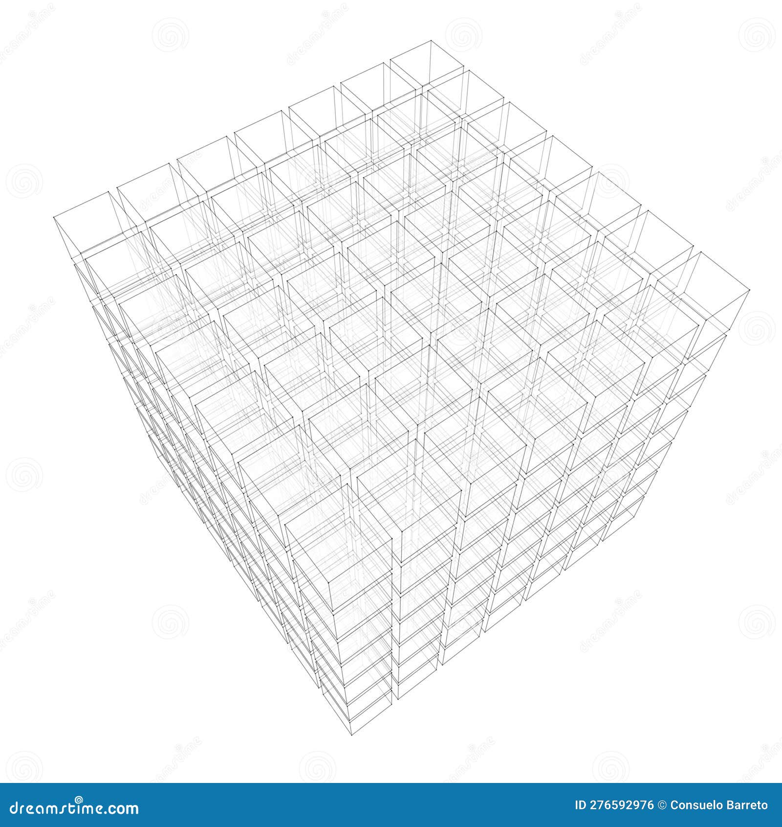 High Angle View of Semi Transparent Cubes Stock Illustration ...