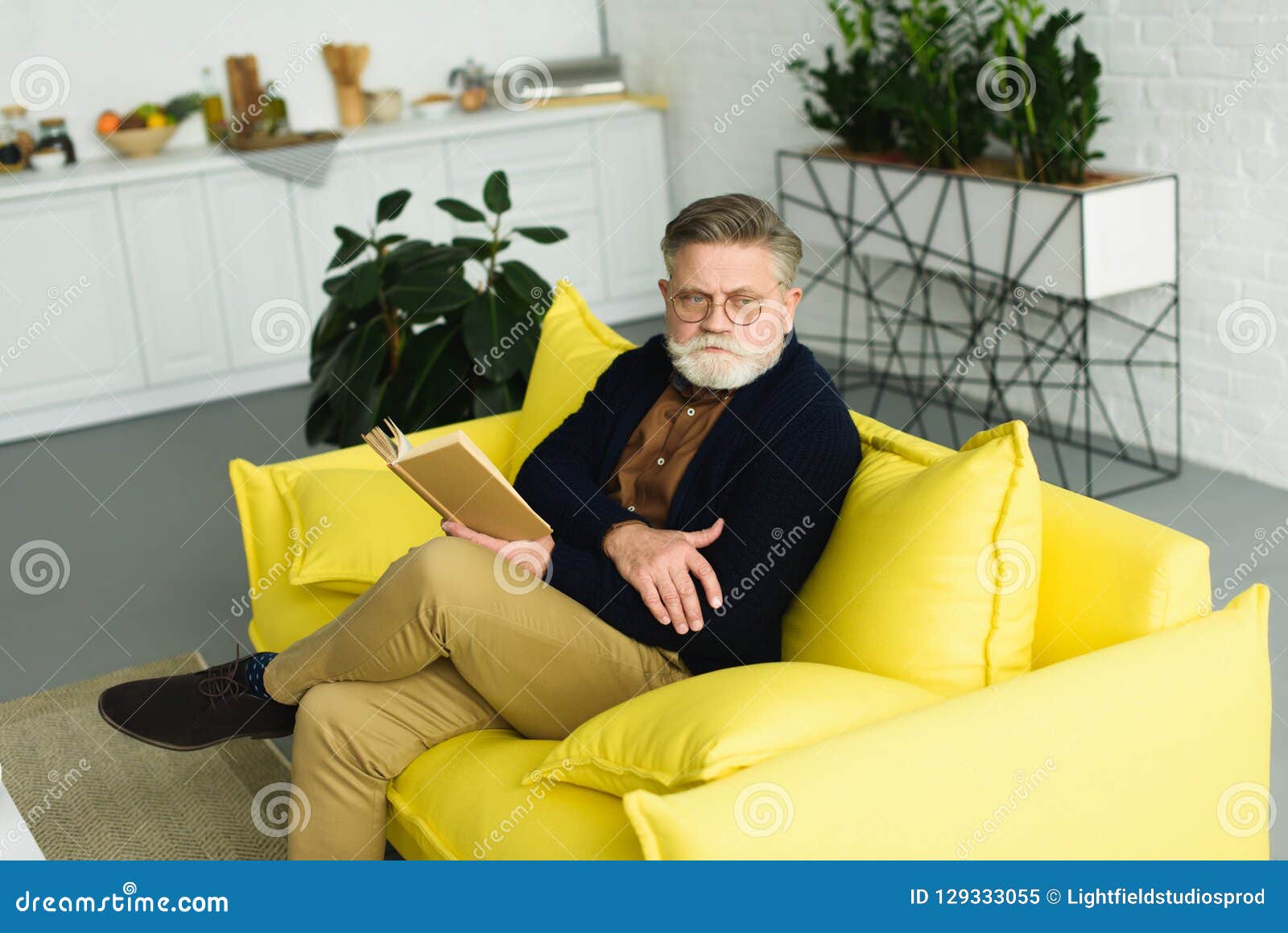 High Angle View of Senior Man Stock Image - Image of greyhair ...