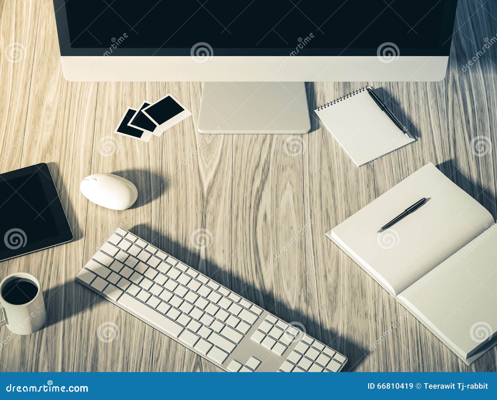 High Angle View of a Setting Table of Business Workplace. Stock ...