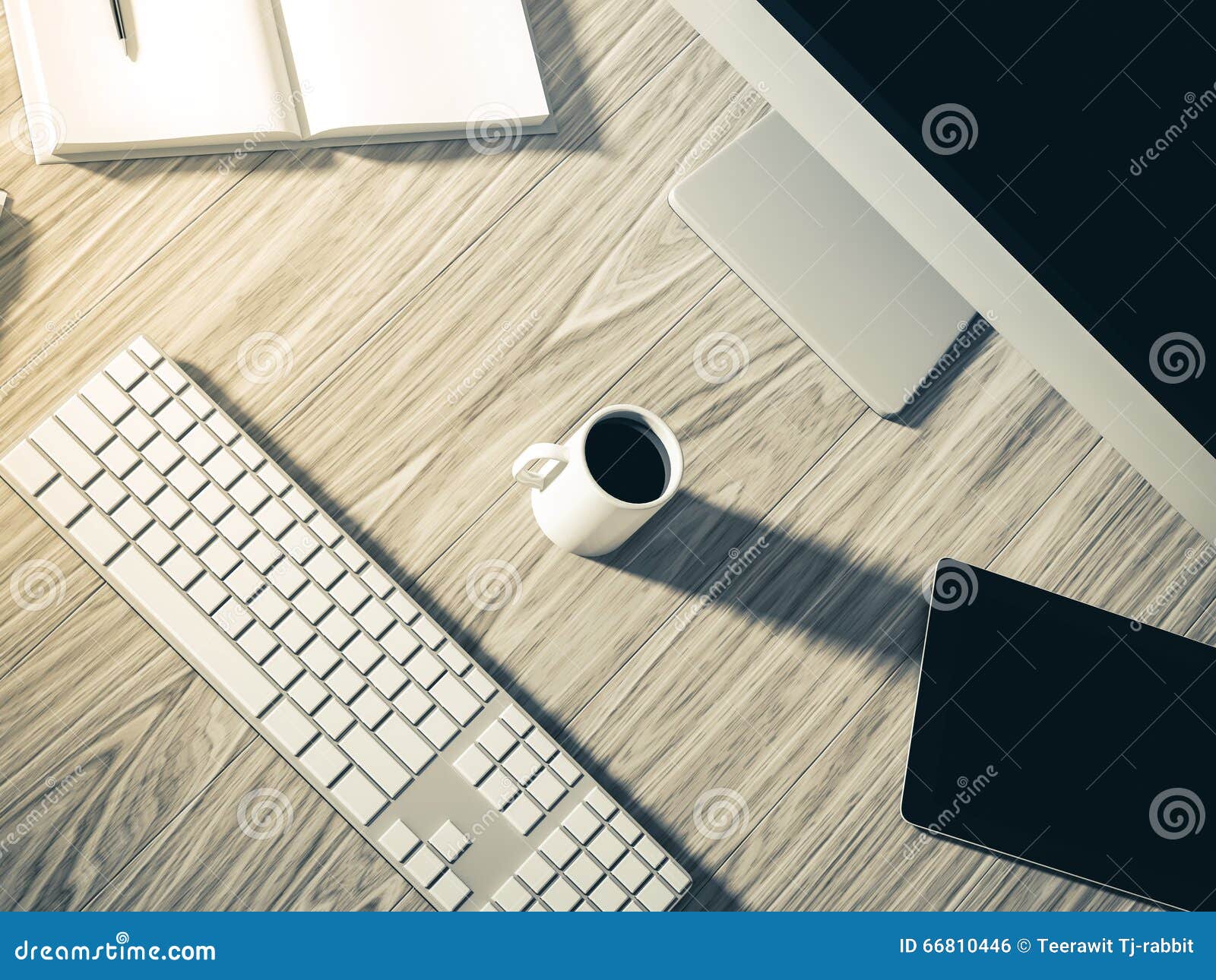 High Angle View of a Setting Table of Business Workplace. Stock ...