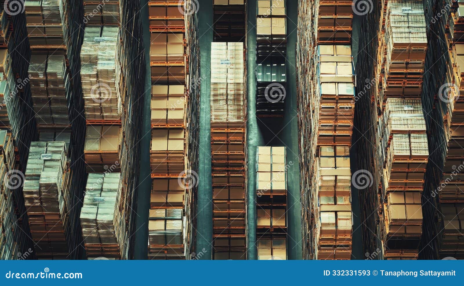 A High Angle View Showcasing Rows of Pallets Neatly Stacked in a Modern ...